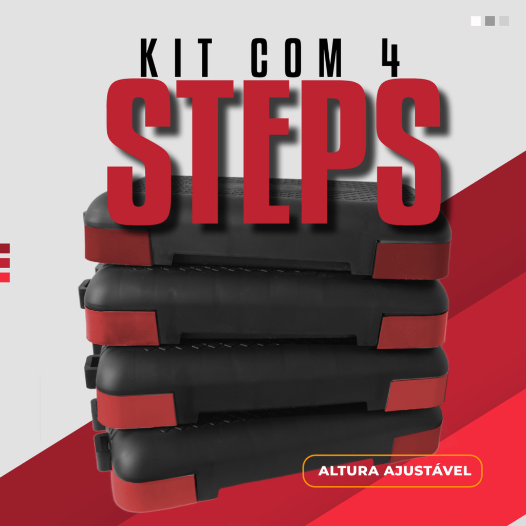 Kit 4 Step Aeróbico Altura Ajustável Suporte Extra VERMELHO | Shopee Brasil