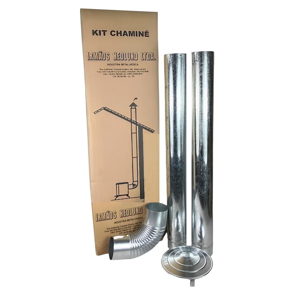 Kit Chaminé Em Aço Galvanizado Com 2 Canos Curva Chapéu 110mm Para Casa ...