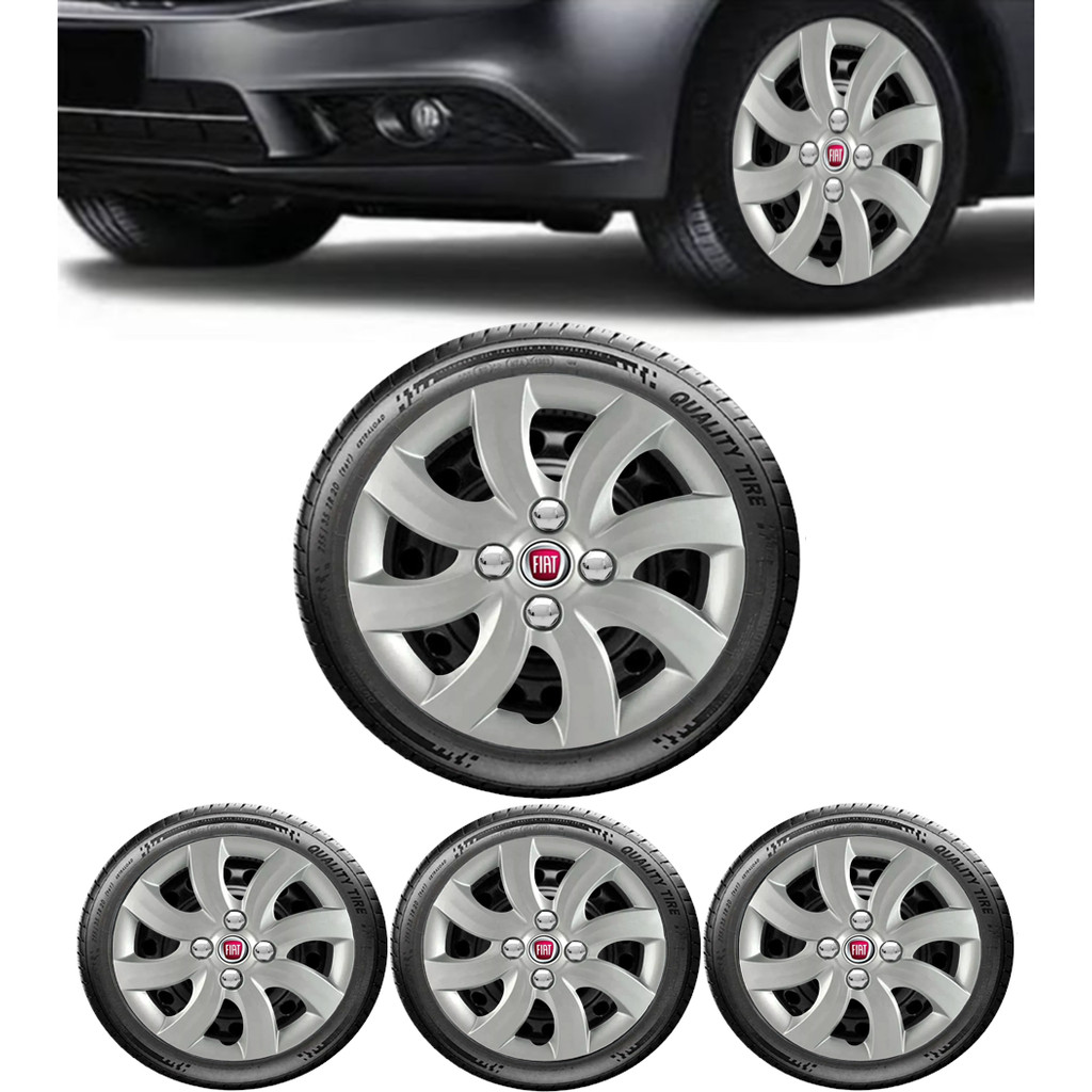 Kit Calota Aro 14 Fiat Attractive Uno Palio Siena Fiat Mobi Argo | Shopee Brasil
