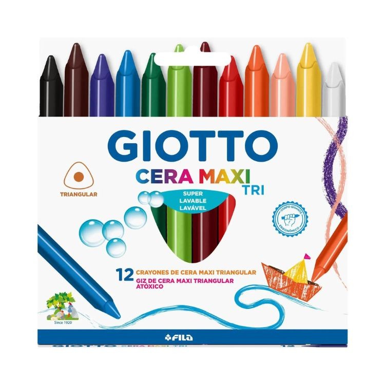 Giz De Cera Giotto Grosso 12 Cores Jumbo Gizão Lavável | Shopee Brasil