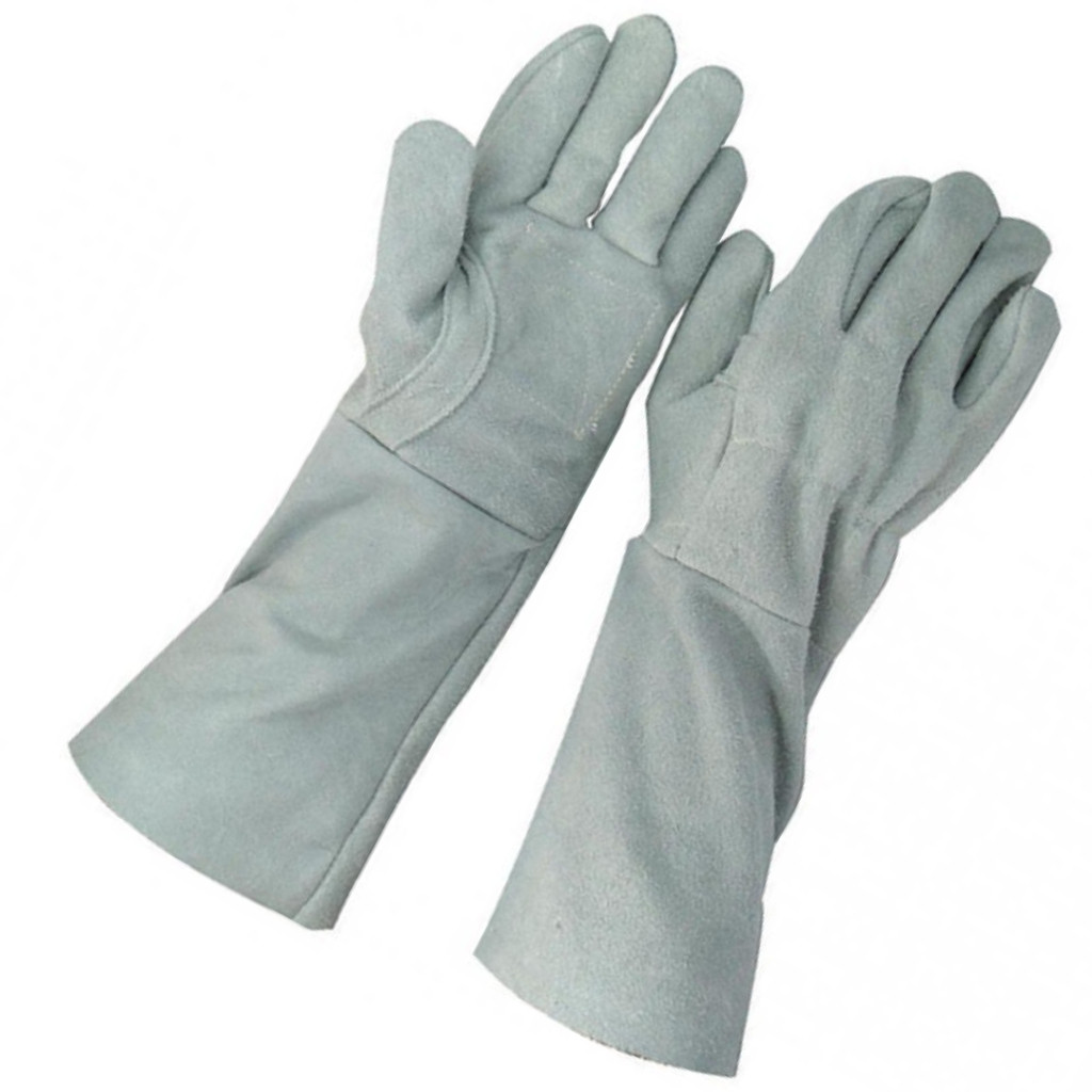 Luva Raspa Cano Longo Punho 20cm Couro Reforçada Pedreiro Soldador Top ...