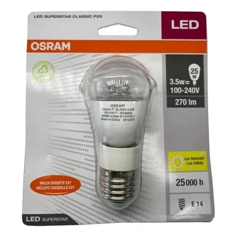 Kit 10 Lampadas Bolinha Led 3,5w Biv 3000k E14 E27/e14 Osram | Shopee Brasil