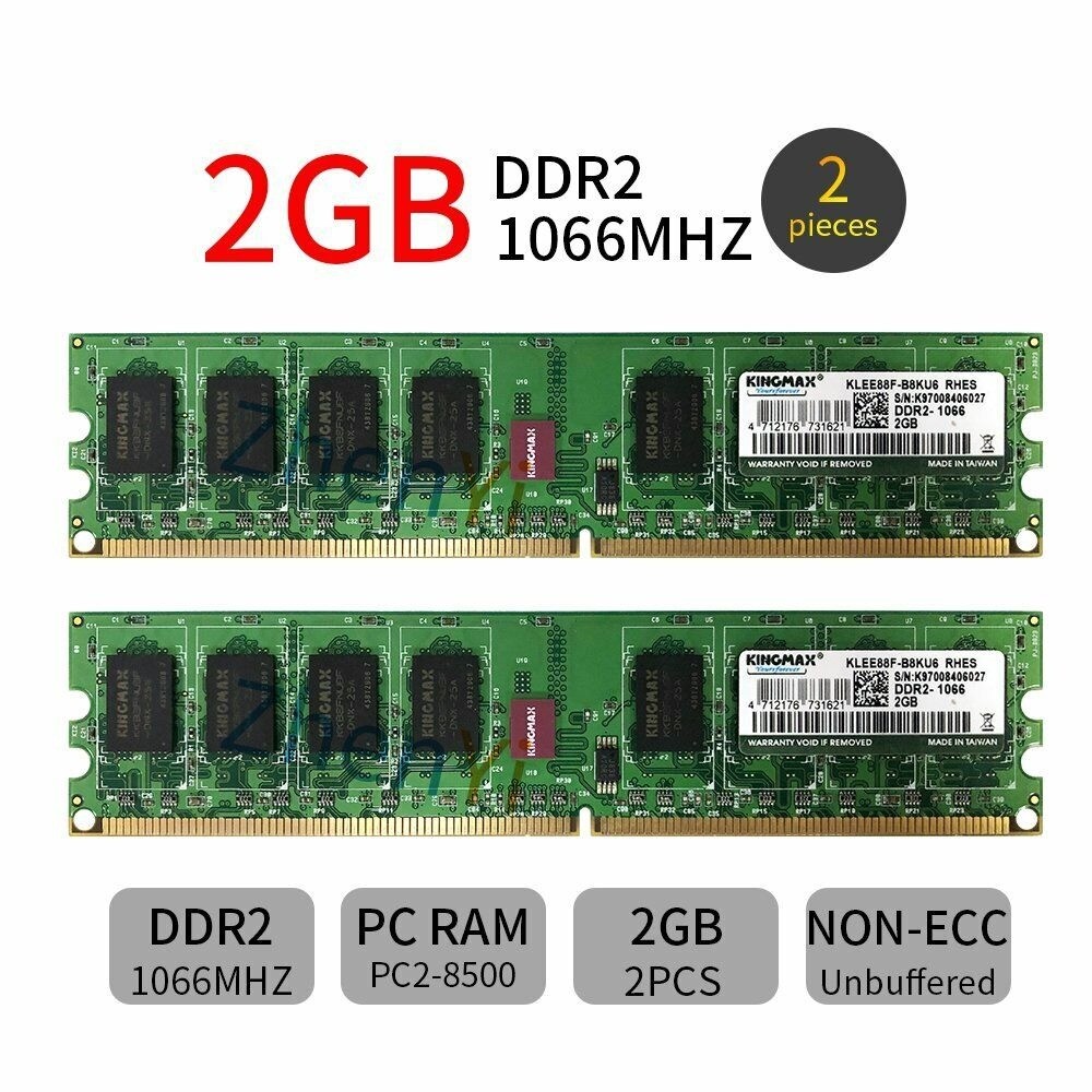 Para 4GB (2x2gb) DDR2 1066MHz PC2-8500U 240Pin DIMM Desktop OC RAM ...