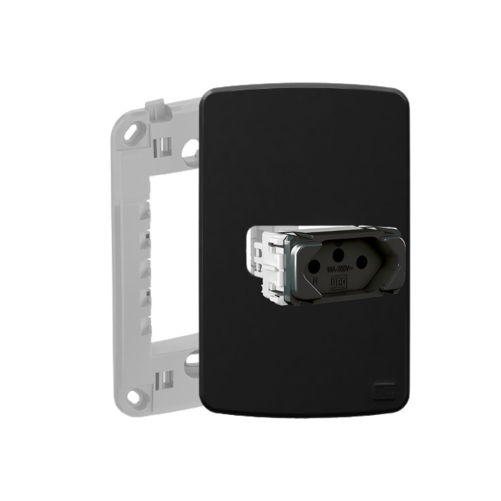 Tomada 10A Compose WEG Preta Placa e Suporte 4x2 Compose WEG KIT Tomada ...