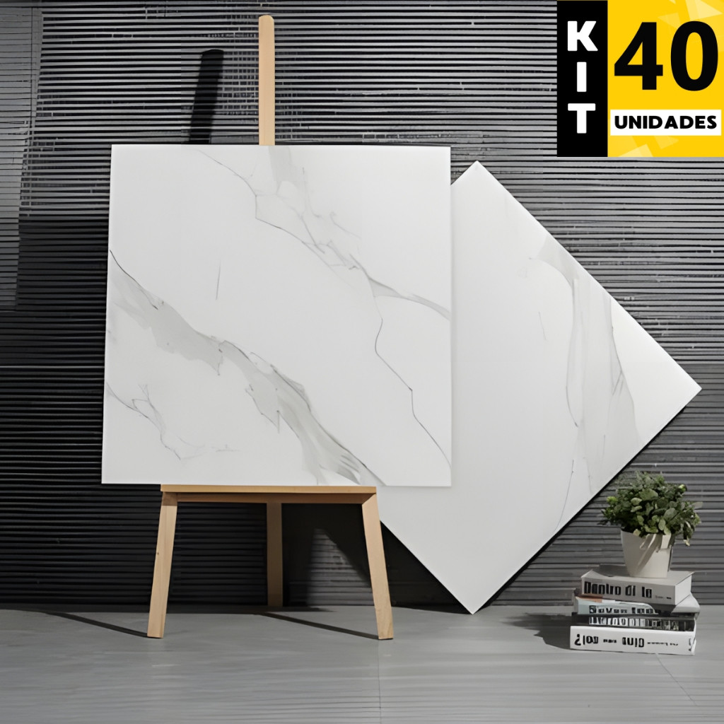 Kit 40 Placas Painel Piso Vinílico Adesivo Autocolante Mármore Lavável 30x30cm | Shopee Brasil