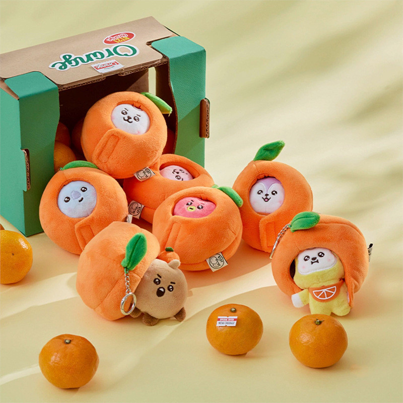 BTS BT21 Orange Fruit Series Boneca De Pelúcia Chaveiro Bonito Desenho ...