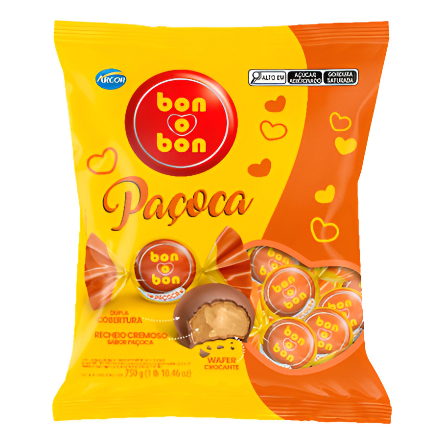BOMBOM ARCOR CHOCOLATE BON O BON 750g PAÇOCA | Shopee Brasil