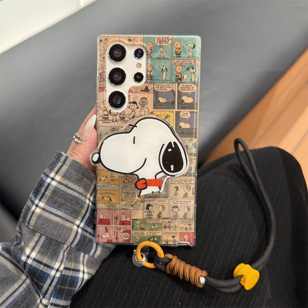 Cartoon Snoopy Stand Corda De Mão Samsung Galaxy S25 Ultra S25 Plus ...