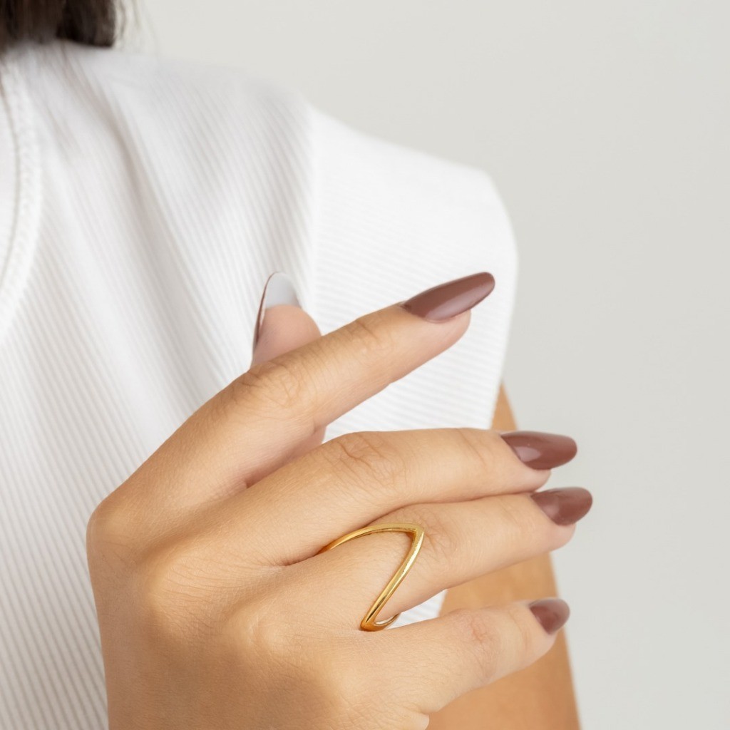 Anel Clássico Maria de Fátima Novela Vale TudAjustável Dente de Tubarão Banhado à Ouro 18K ...