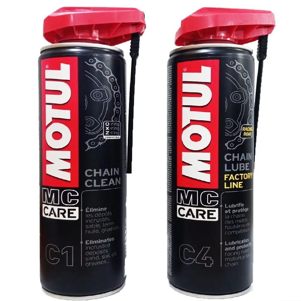 Kit Limpeza spray Motul C1 CHAIN CLEAN + C4 Lubrificante Corrente 400ml ...