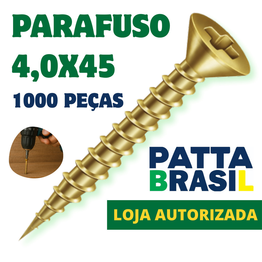 Parafuso Chipboard 4,0x45 - 1000 Peças - Patta - Alta Qualidade para ...