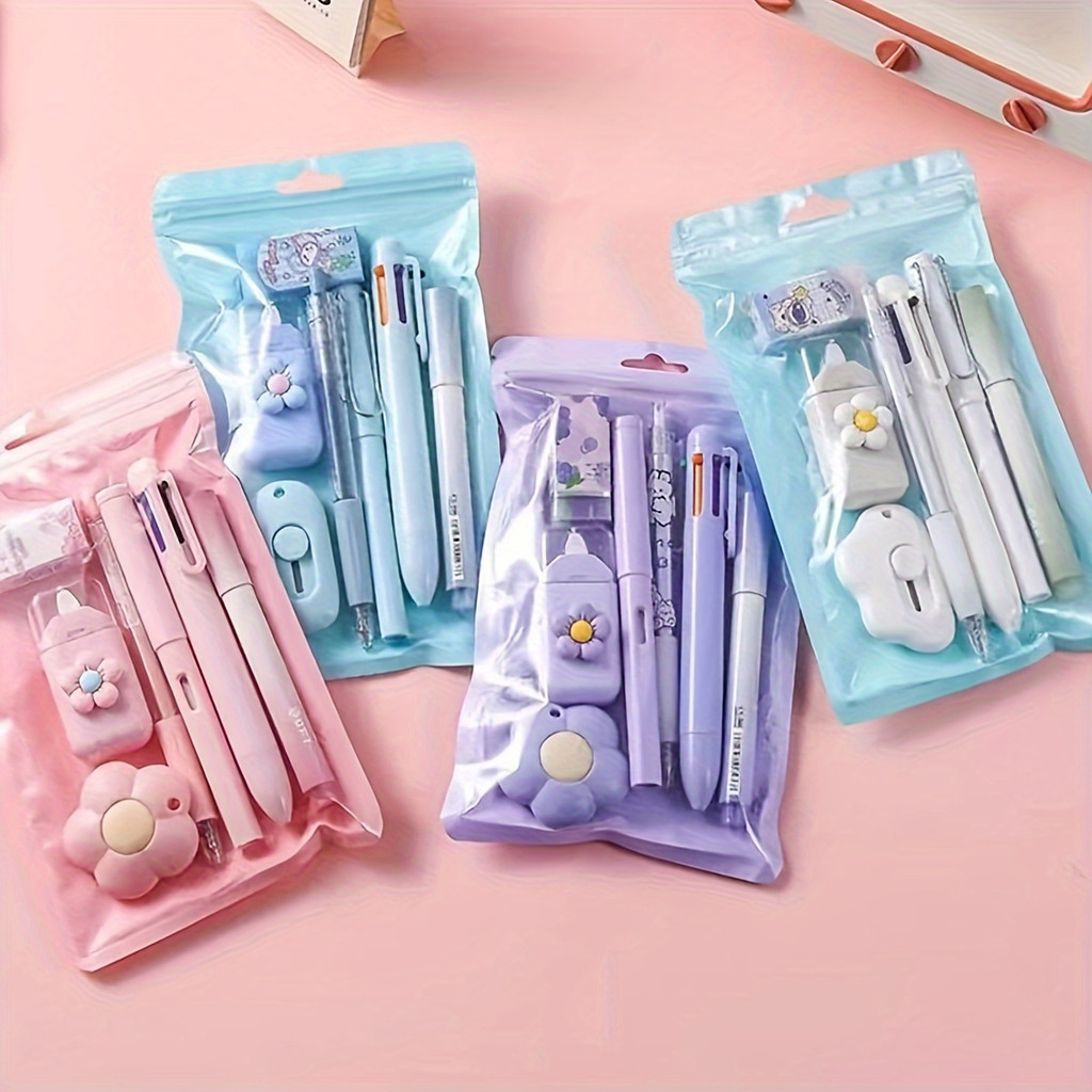 Conjunto De Papelaria Kawaii De 7 Peças , Material Escolar Fofo ...