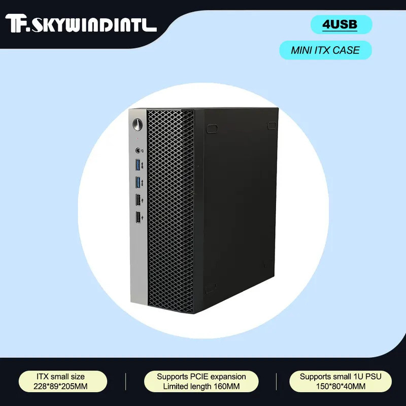 Gabinete HTPC Mini ITX para Computador de Jogos, Chassi Preto, Suporte ...