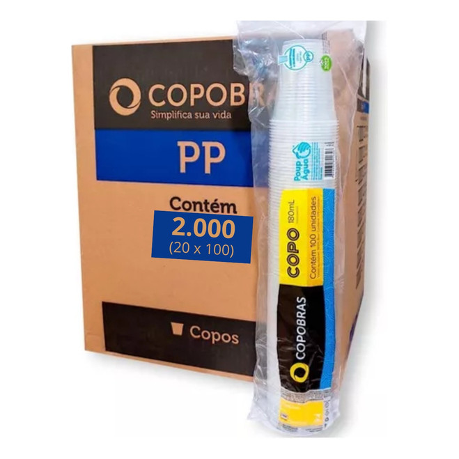 Copo Transparente Copobras 300ml Cx 2000 20x100 | Shopee Brasil