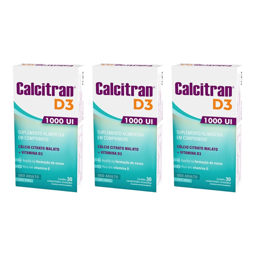 Kit Calcitran D3 1.000UI 3 Unidades Com 60 Comprimidos Cada | Shopee Brasil