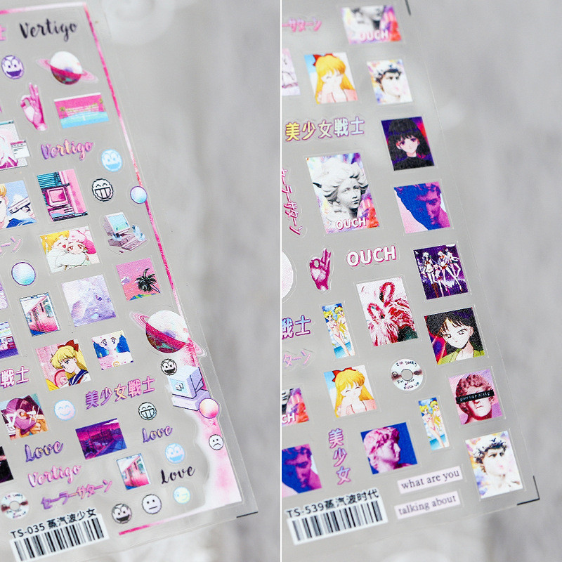 [Meow.Sensei]magico ferro japonês 5D adesivo de unha em relevo pro fosco adesivo fino e fino ...