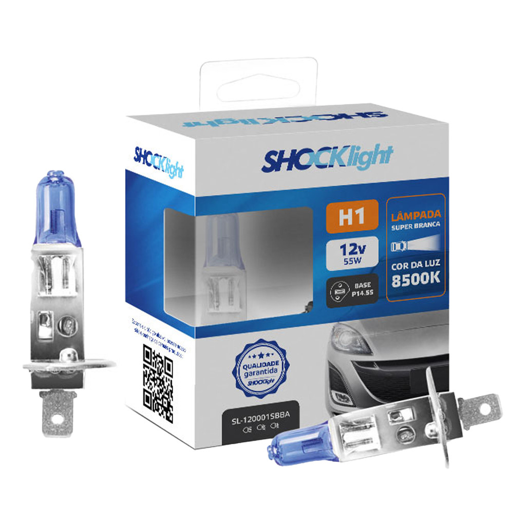 Par De Lampada Luz Super Branca Halógena H1 Shocklight 8.500 K Selo ...