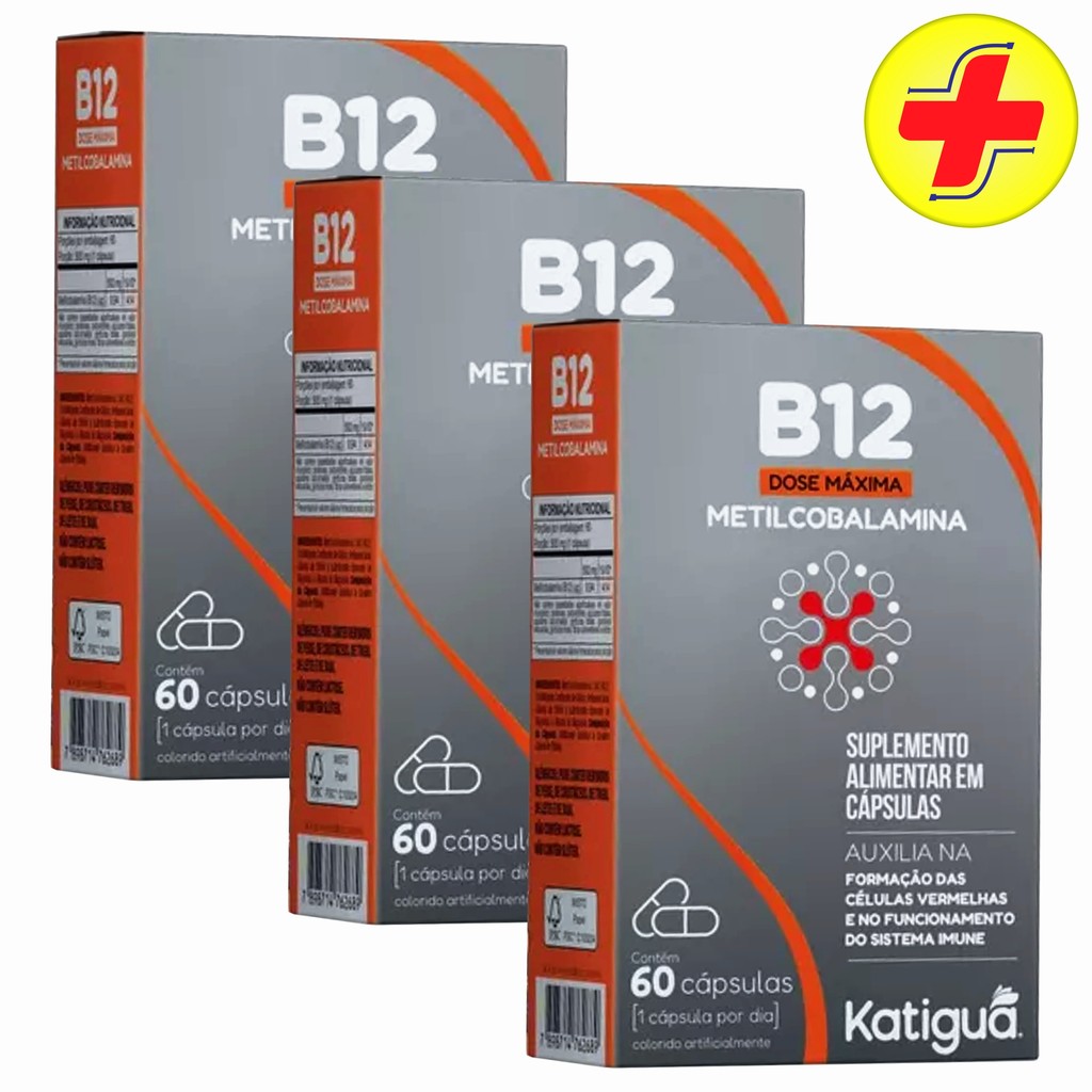kit 3 Vitamina B12 Metilcobalamina Dose Diária Máxima De ...