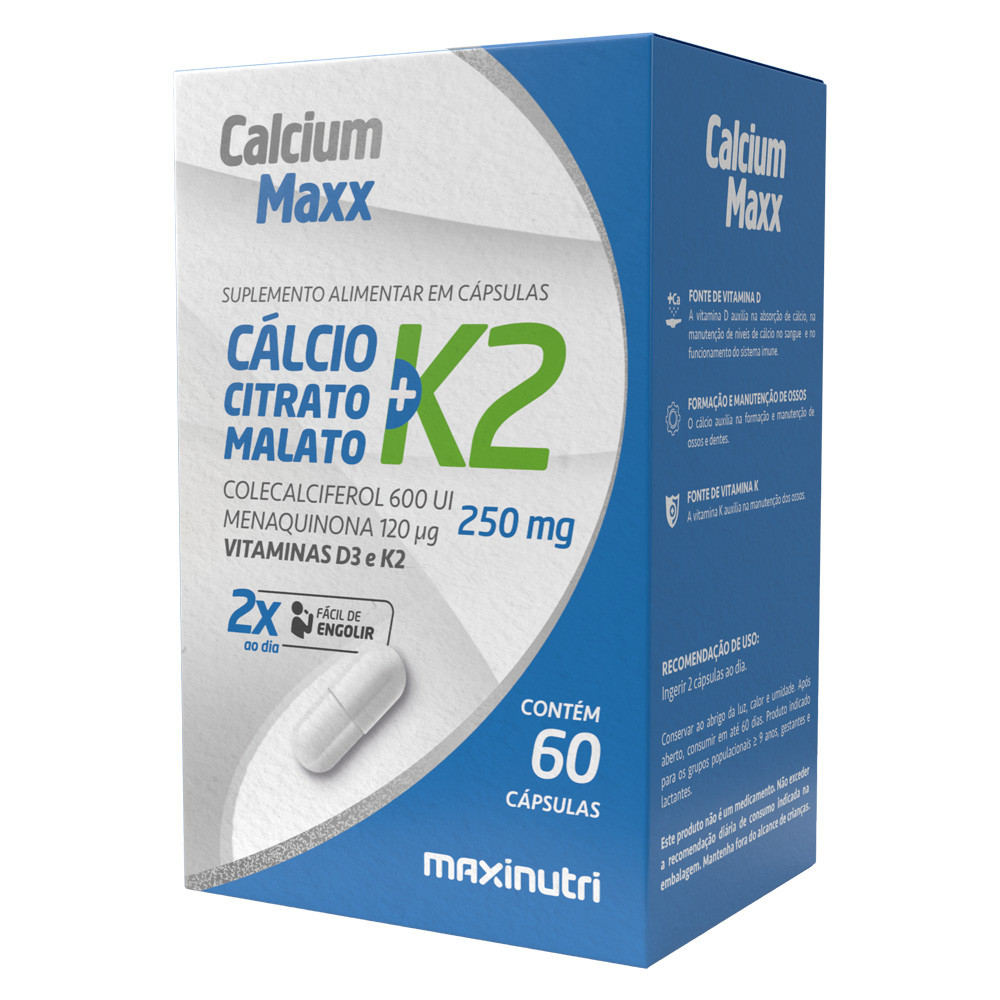 Calcium Maxx Cálcio Citrato Malato K2 60 Cápsulas Maxinutri | Shopee Brasil