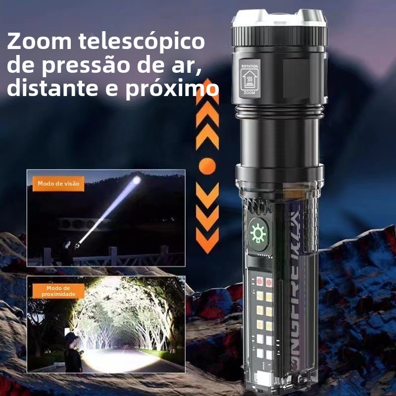 Lanterna Laser Tatica Longo Alcance Led Zoom Recarregável USB Uso ...