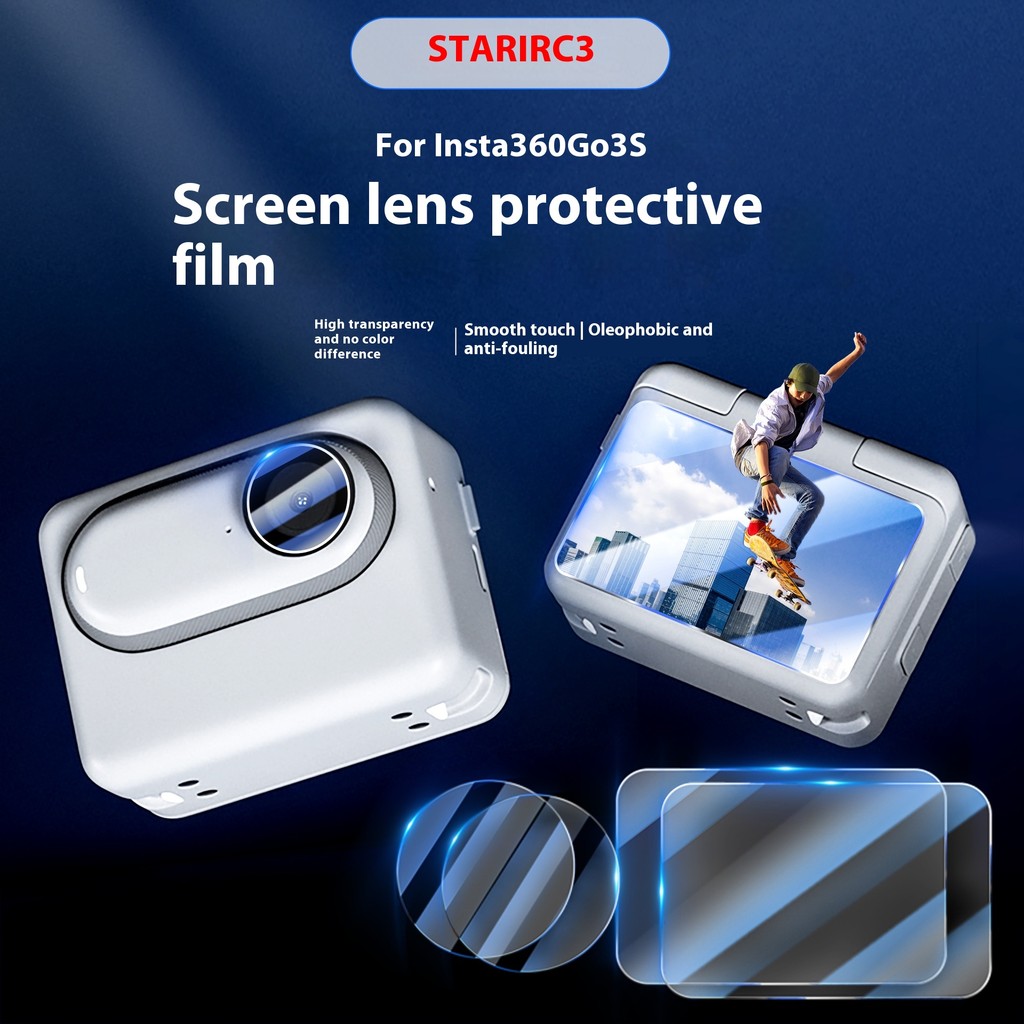 Startrc adequado para Insta360 GO 3S tela de filme temperado à prova de explosão filme de lente ...