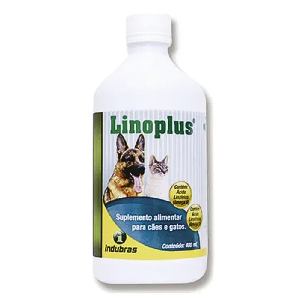 Linoplus 400ml Indubras - Suplemento alimentar para cães e gatos | Shopee Brasil