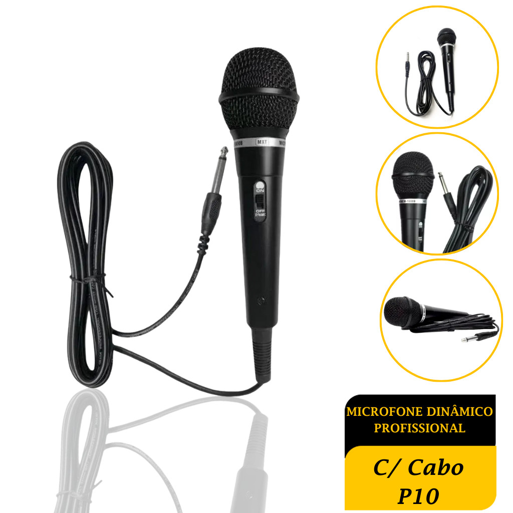 Microfone Dinâmico Profissional Com Cabo P10 | Shopee Brasil