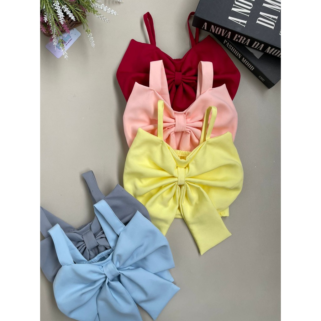 Cropped Menina Infantil em Crepe Alfaiataria com Laço | Shopee Brasil