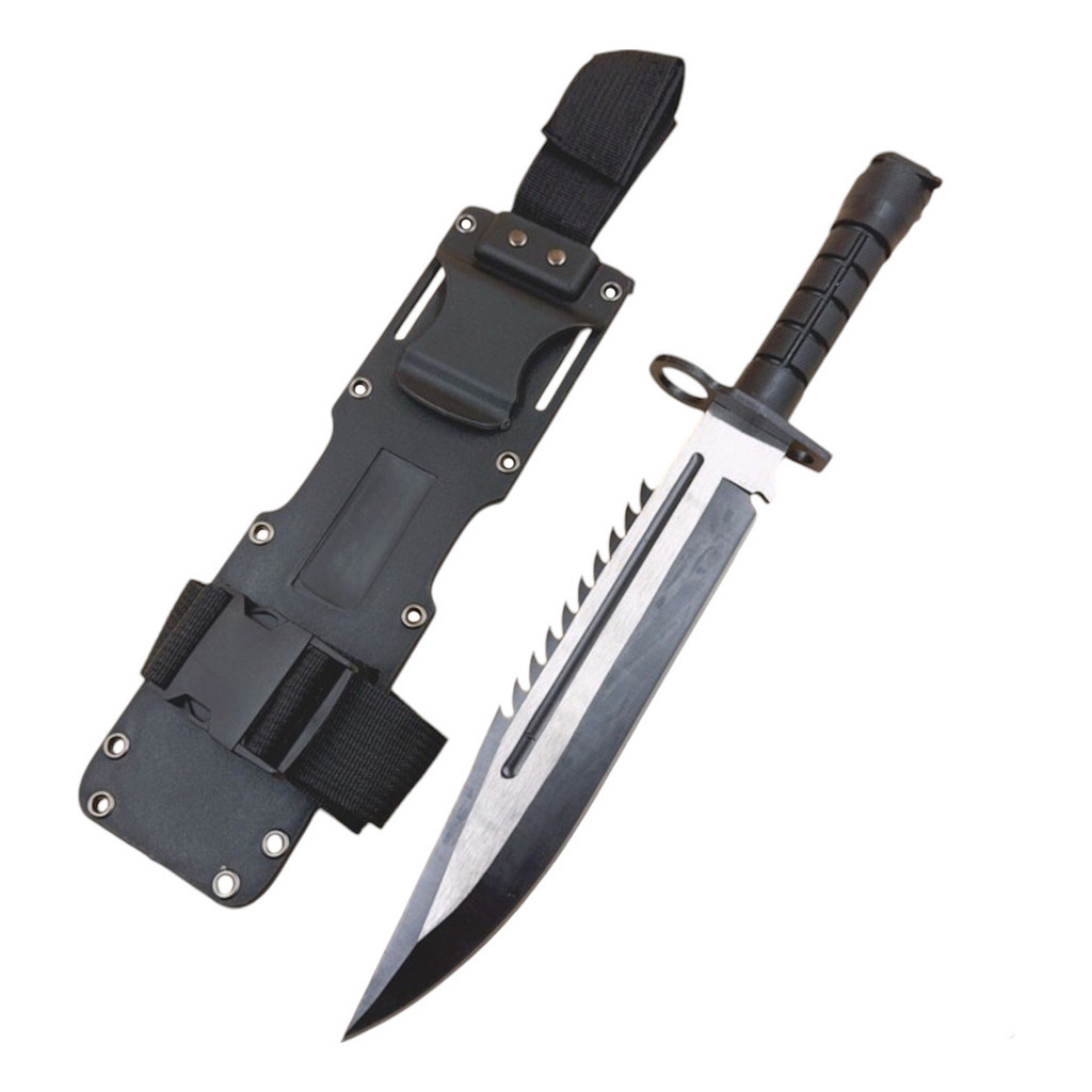 Faca Tática Combate Prata C/ Preto Militar Baioneta 39cm | Shopee Brasil