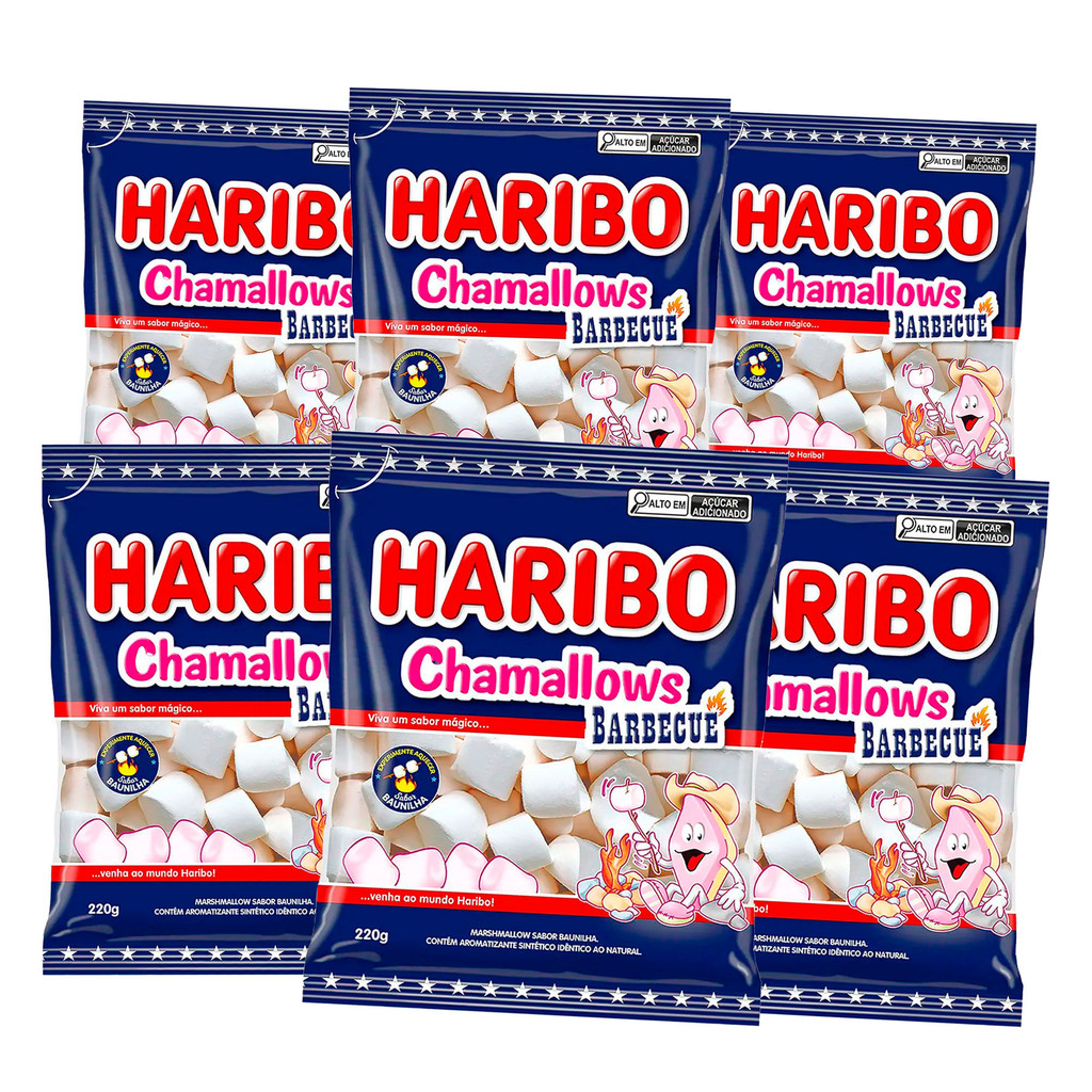 Caixa com 6 Marshmallows Haribo Barbecue 220g | Shopee Brasil