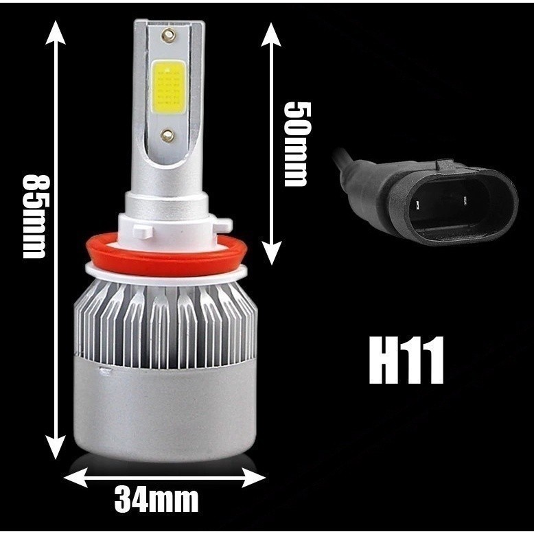 Par de Lâmpadas C6 Super Led 6000K H1 H3 H4 H7 H11 H13 H16 H27 HB3 HB4 12V a 24V | Shopee Brasil