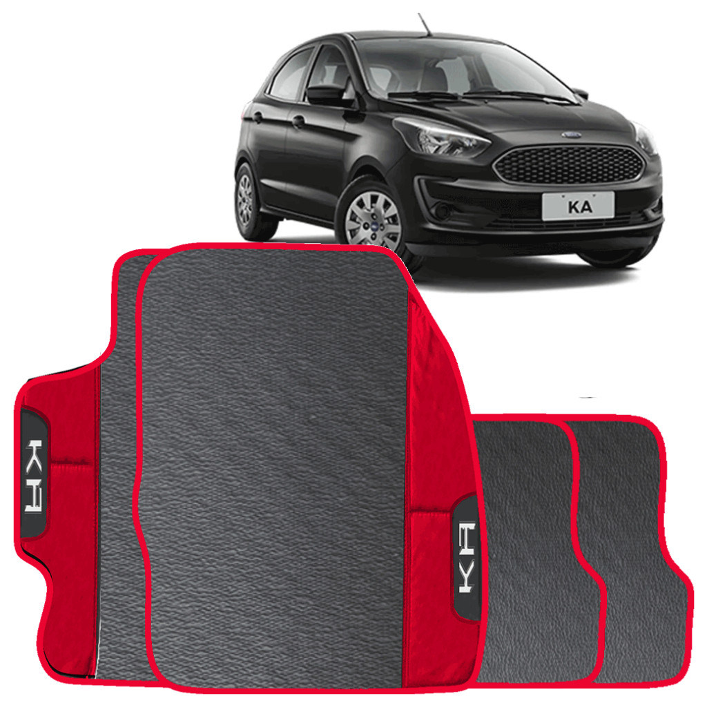 LINDO JOGO TAPETE 4 PEÇAS AUTOMOTIVO VERMELHO Ford Ka e 2014 a 2021 ...
