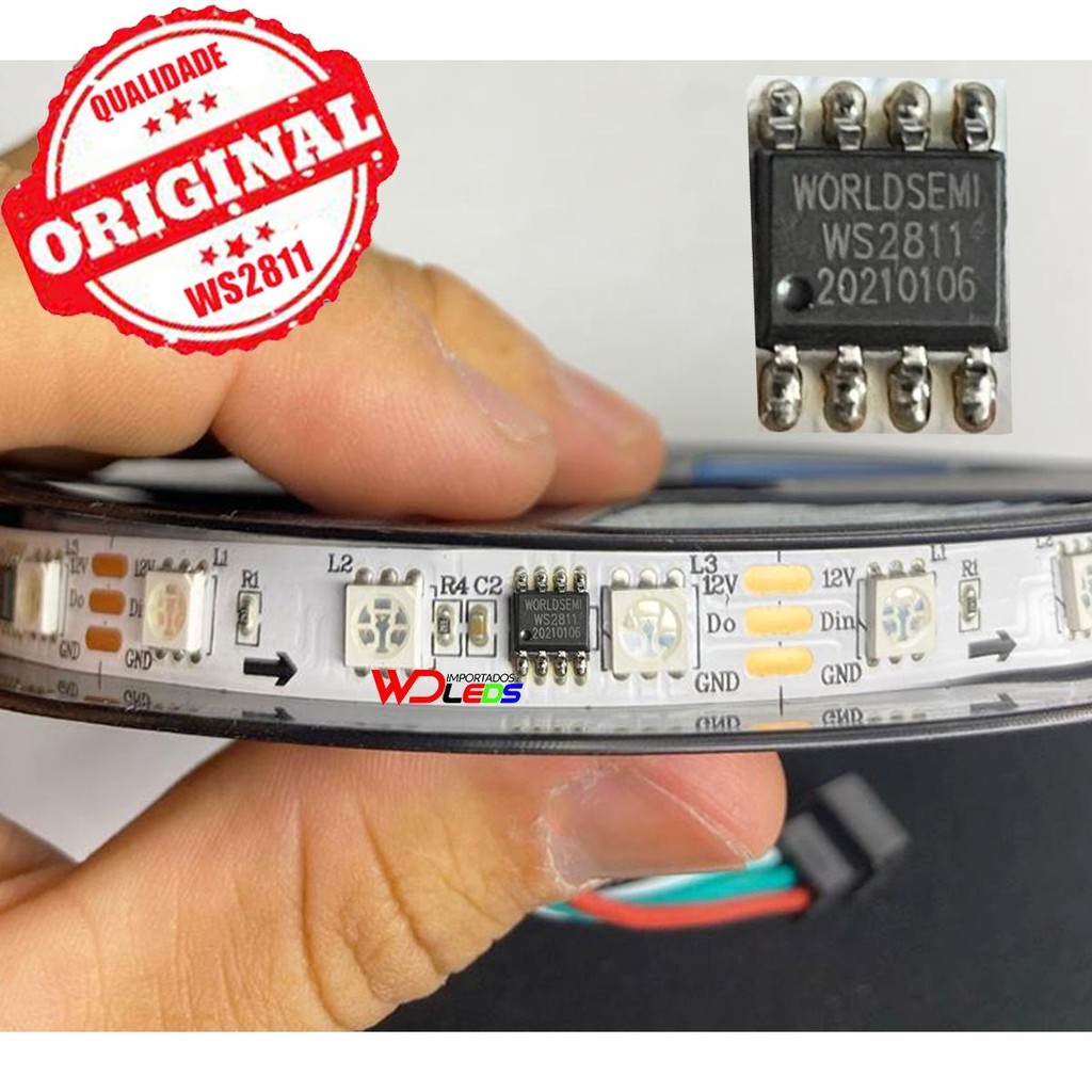 10 Fitas Led Ws2811 5m 300 Leds 12 Volts Branca Ip30 | Shopee Brasil