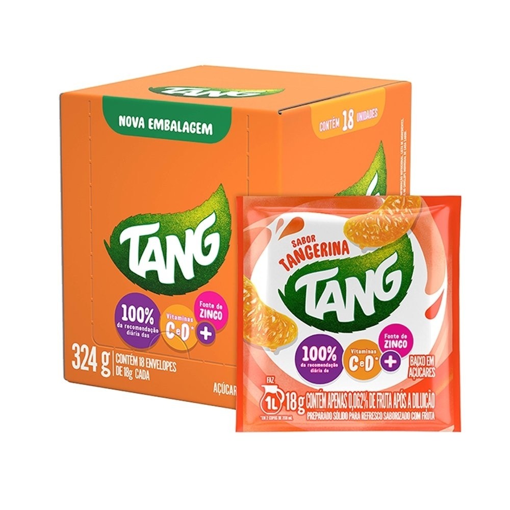 Refresco em Pó Tang Tangerina 18g Display com 18 Unidades | Shopee Brasil