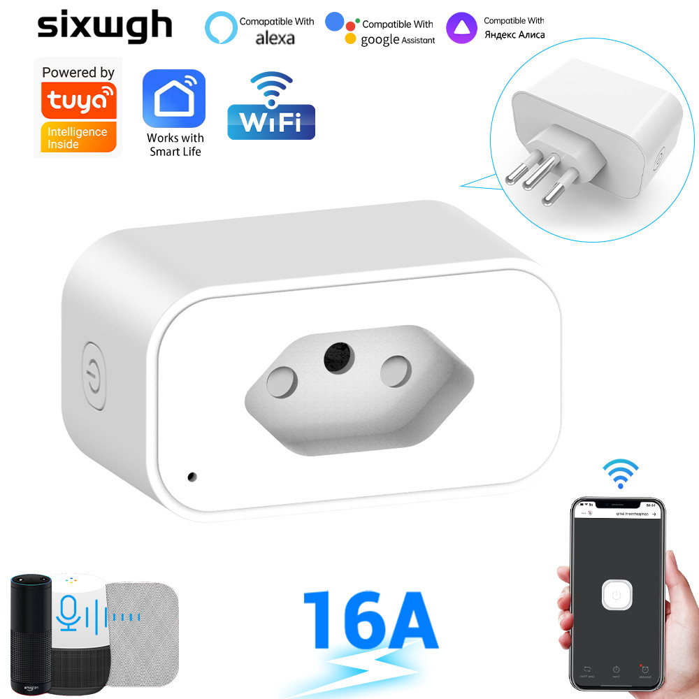 Tuya Wifi Adaptador De Tomada Inteligente 16A Suporte Smart Life App Controle Alexa Google Casa ...