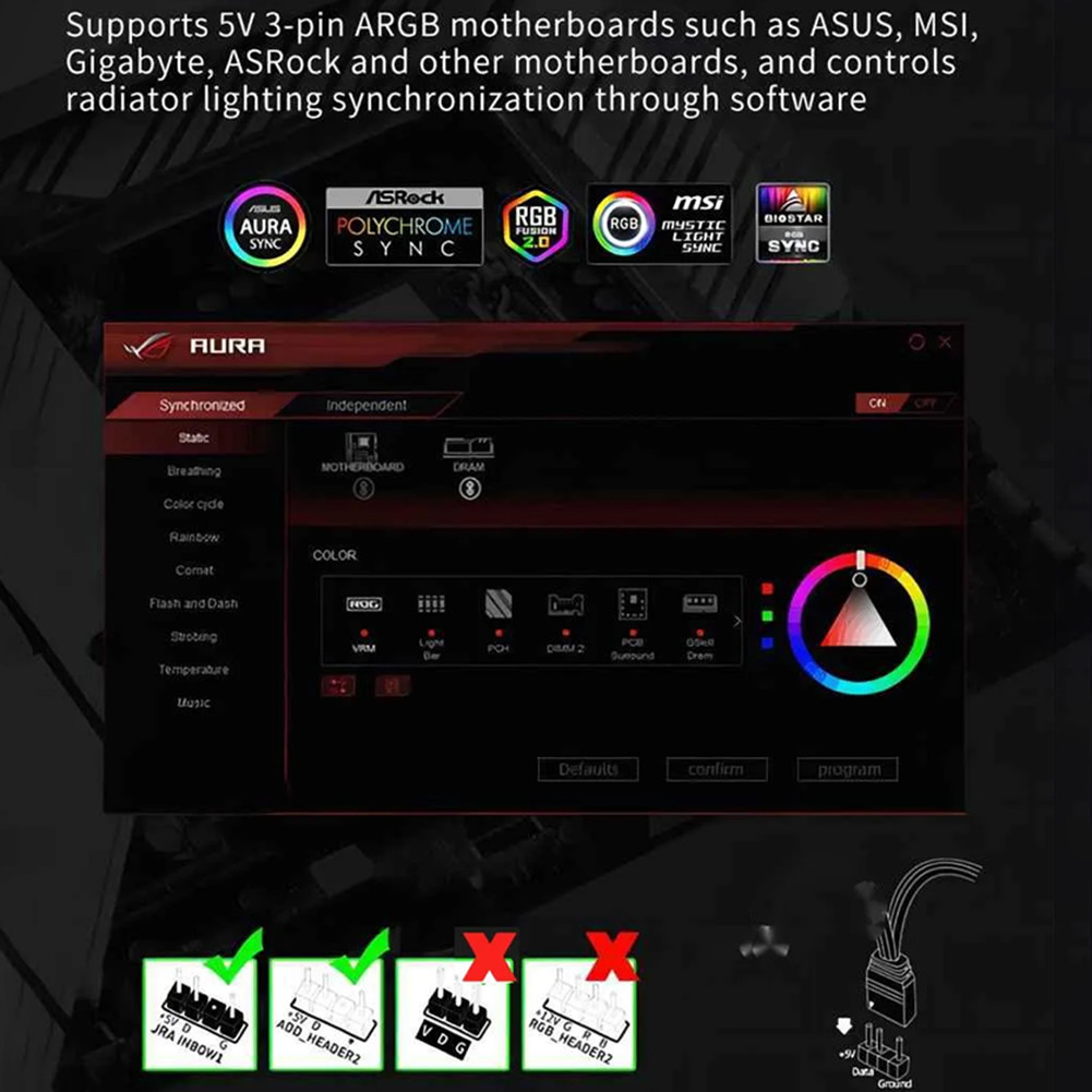 Divisor De Hub PWM E ARGB De 1 A 9 Portas 3 Em 1 Com Controle Remoto Para Ventilador De Caixa De ...