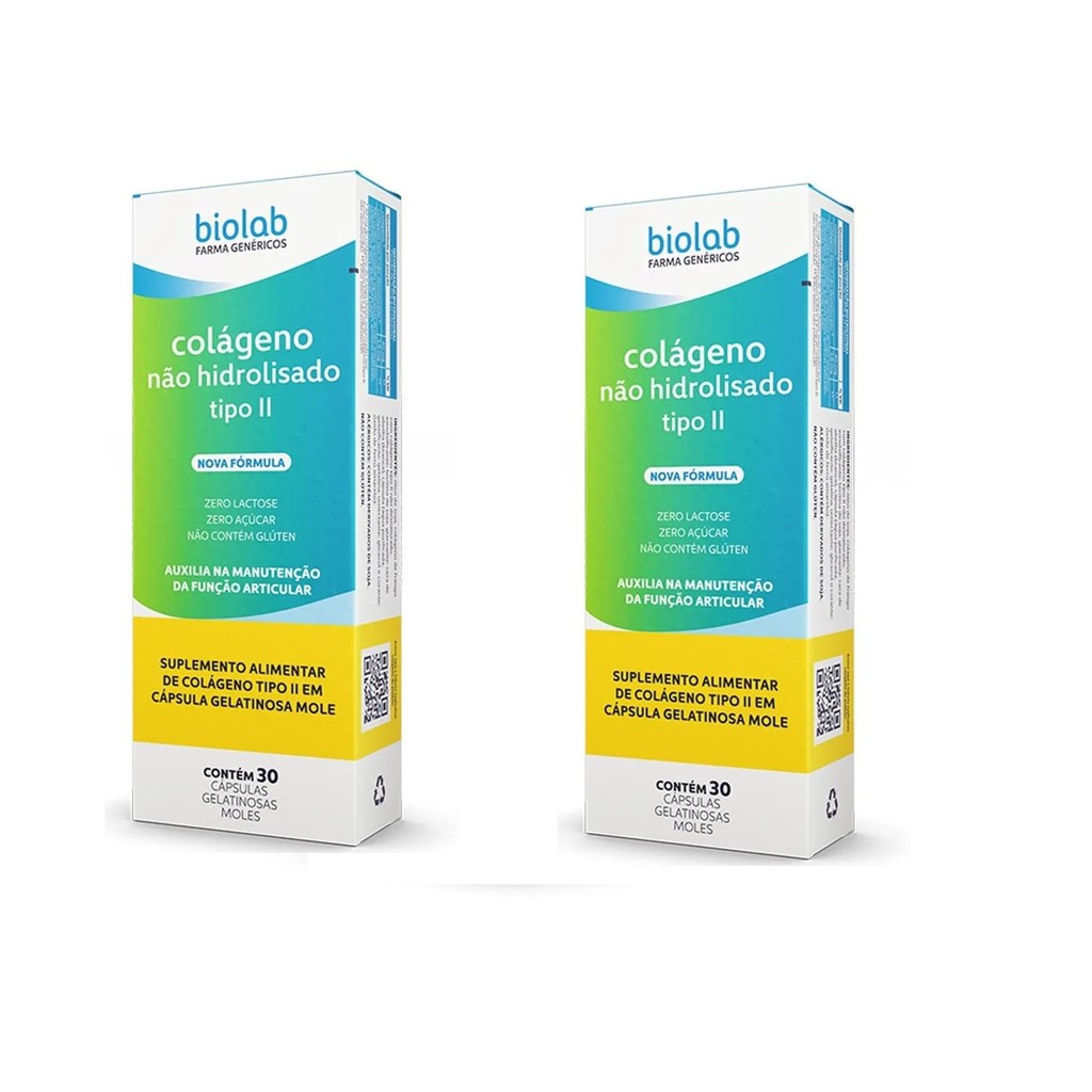 Kit 2 Suplemento Colágeno Tipo II 30Cps - Biolab | Shopee Brasil