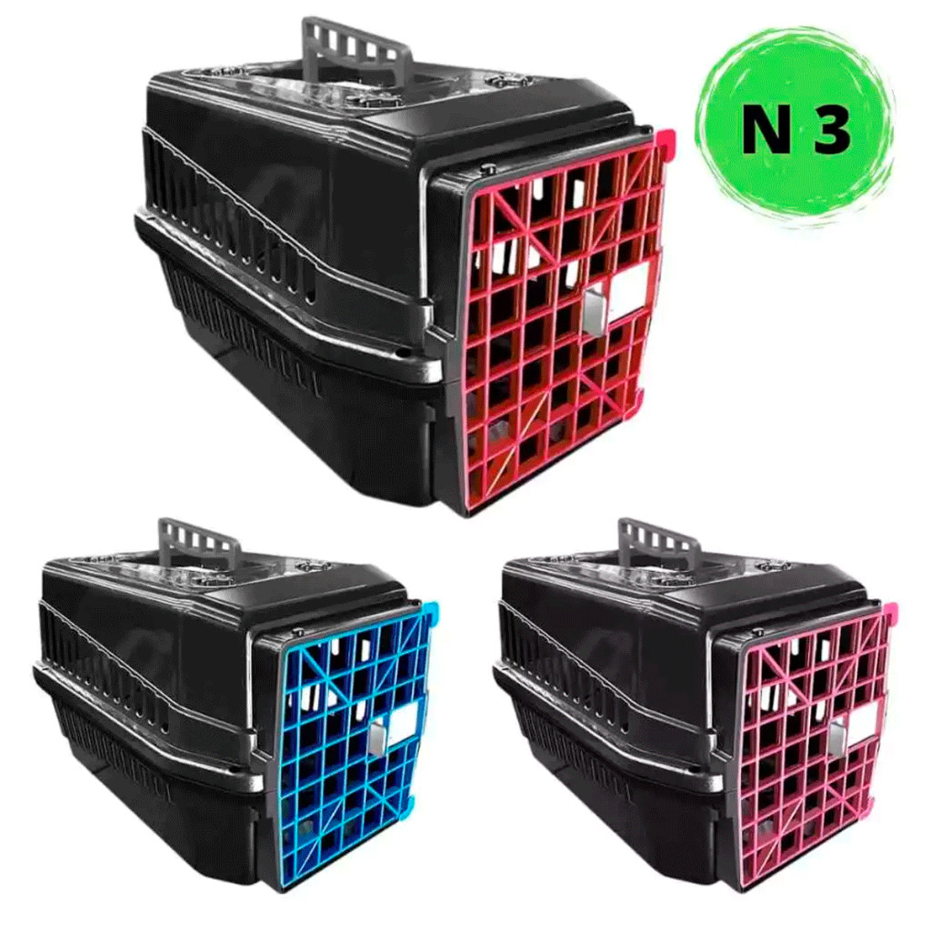 Caixa de Transporte N3 Mec Pet Para Cães e Gatos de Pequeno Porte e ...