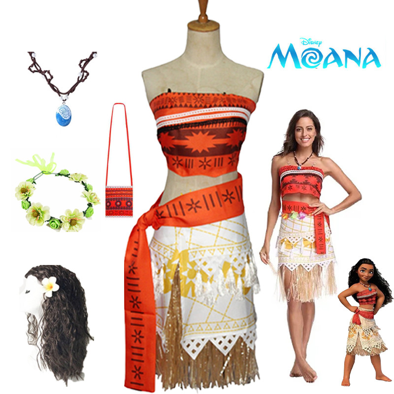 Filme Moana 2 Traje Para Mulheres Vestido Colar Peruca Terno Adulto ...