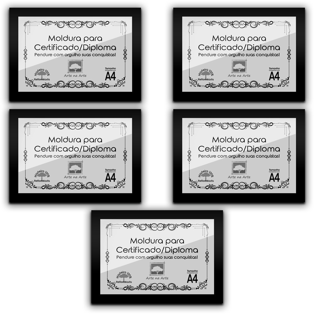 Kit 5 Certificados/Diplomas A4 com Tela de Acetato e MDF | Shopee Brasil