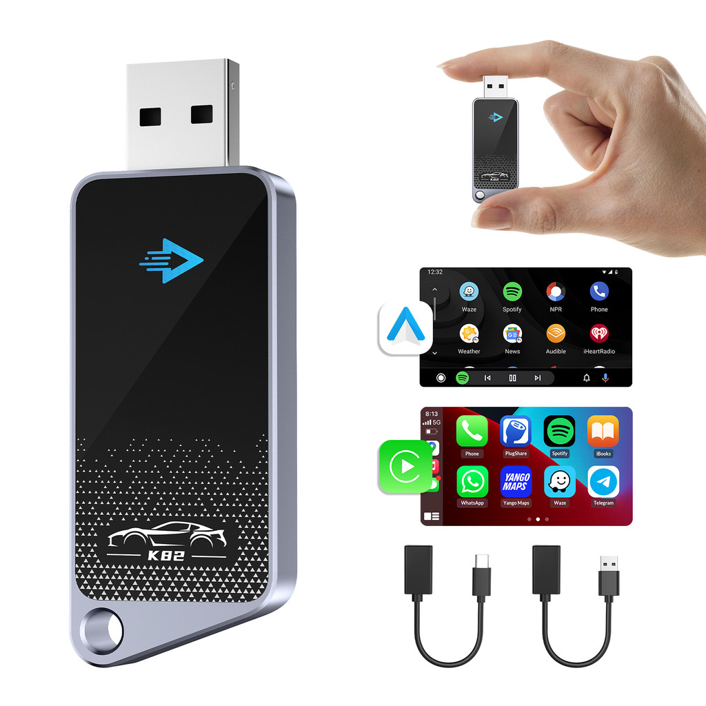 Mini CarPlay Sem Fio Android Auto Com Para Adaptador 2 Em 1 Caixa IOS Inteligente Dongle ...