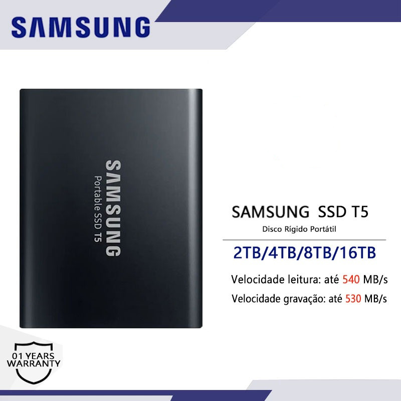 SAMSUNG SSD Externo T5 2TB 4T 8T 16TB Disco Rígido Portátil Estado Sólido Hd Externo USB3.0 ...