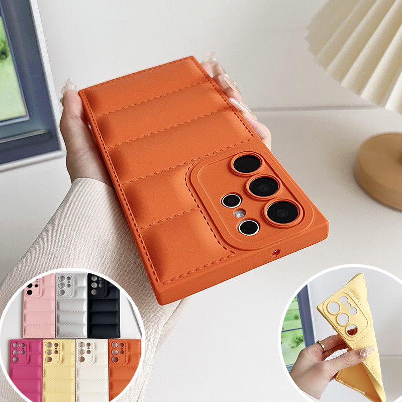 Capa Macia Para Samsung Galaxy S24 S23 FE S25 S22 Plus S25 Ultra 5G Cor Sólida À Prova De Choque ...