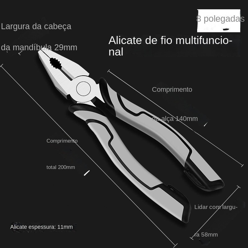 Alicate Eletricista Multifuncional 8 Polegadas Cortador de Fio Ferramenta Profissional Alicate W ...