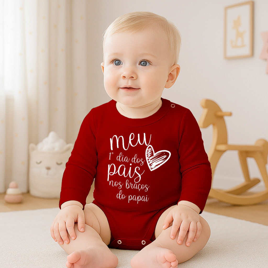 Body Bebê "Meu primeiro dia dos Pais" 100% Algodão Egípcio Frase Dia dos Pais Vermelho | Shopee ...