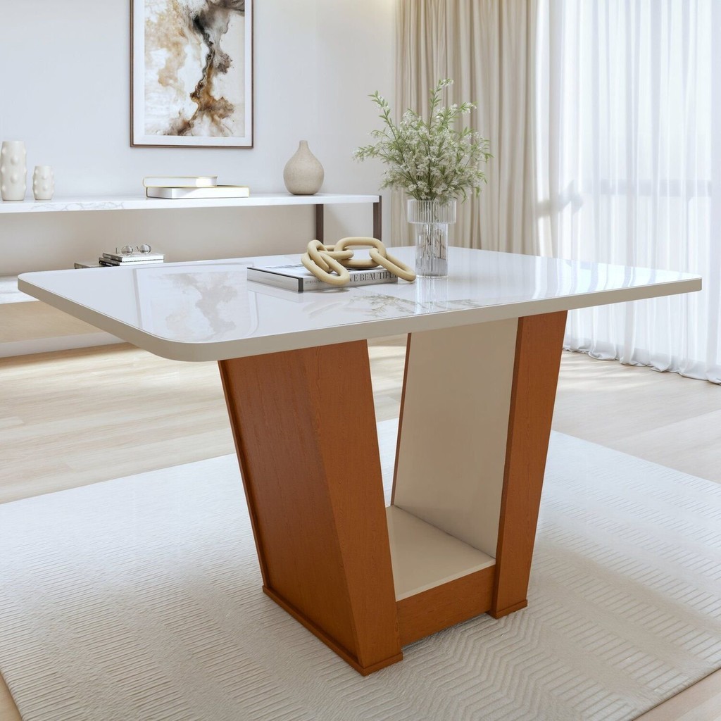 Mesa de Jantar Retangular 120cm Maxi Tampo com Vidro Apogeu | Shopee Brasil