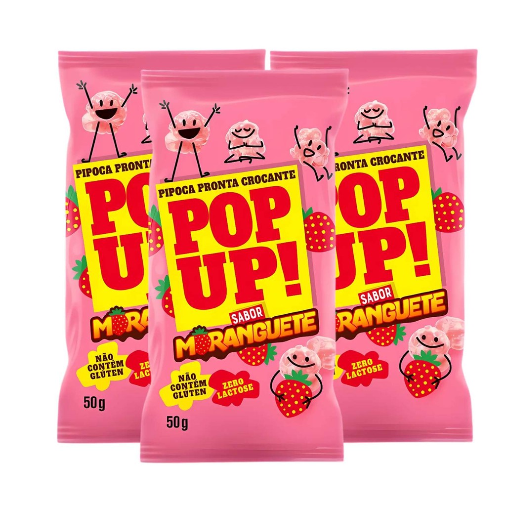 Kit Pipoca Doce Moranguete Sem Lactose Sem Glúten - PopUp 3 Unidades ...