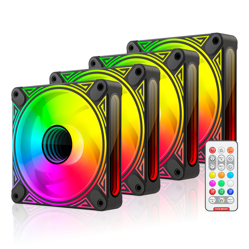 KIT 4 COOLER FAN COOLMOON DM1 PWM ARGB 3 PINOS + CONTROLADOR | Shopee ...