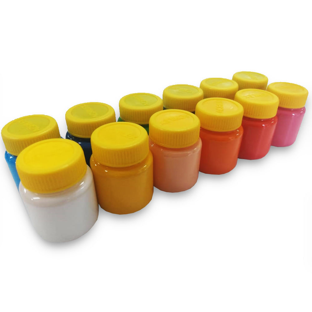 Kit Tempera Guache Acrilex Kit C/ 12 15ml | Shopee Brasil