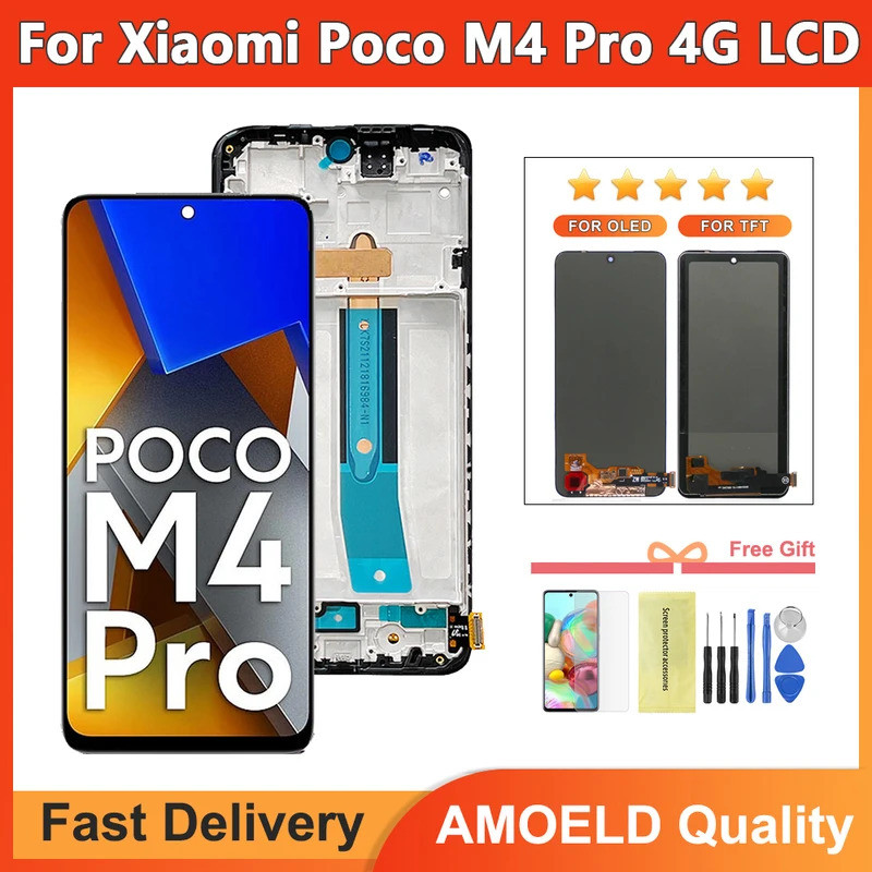 AMOLED Para Xiaomi Poco M4 Pro 4G LCD Touch Screen Digitador Montagem ...